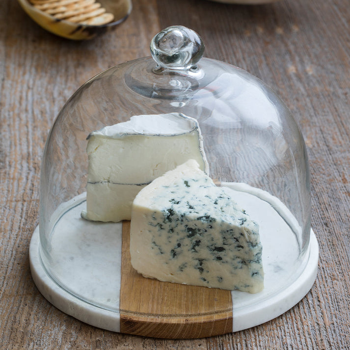 White Marble & Wood Glass Cloche – Le Marché Pop Up